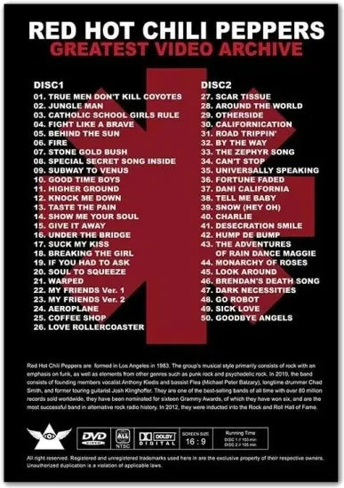 RED HOT CHILI PEPPERS / GREATEST VIDEO ARCHIVE (2DVD) – Acme Hot Disc