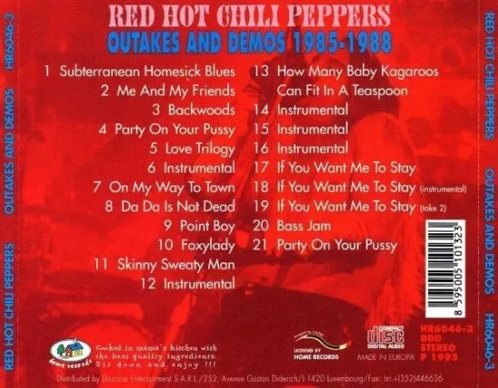 RED HOT CHILI PEPPERS / Out Takes And Demos 1985-1988 (1CDR) – Acme Hot ...