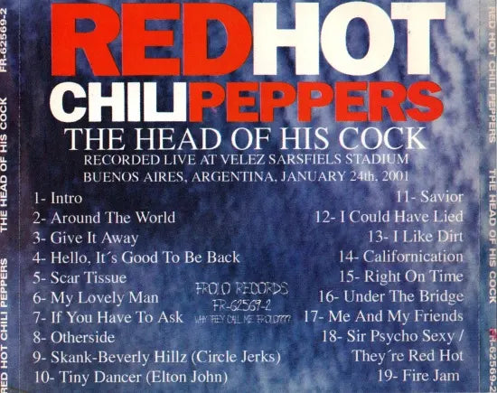 RED HOT CHILI PEPPERS / THE HEAD OF HIS COCK (1CDR) – Acme Hot Disc