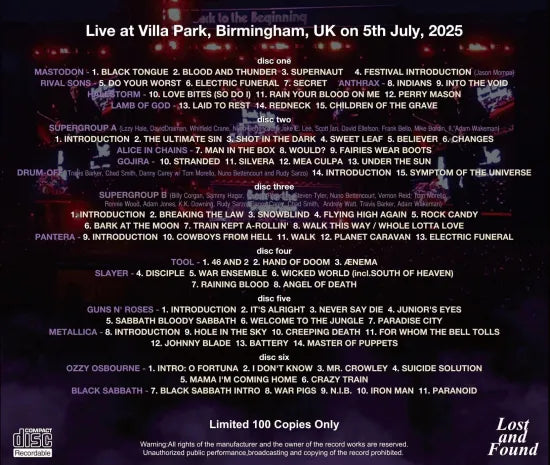 V.A. (BLACK SABBATH and FRIENDS) - BACK TO THE BEGINNING (6CDR) – Acme ...