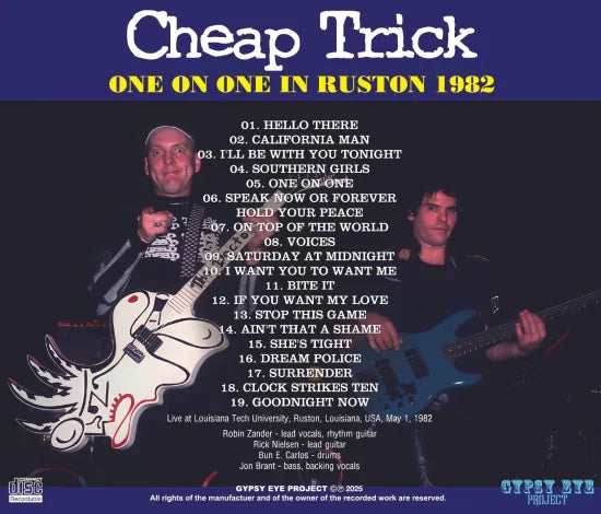 CHEAP TRICK / ONE ON ONE IN RUSTON 1982 (1CDR) – Acme Hot Disc
