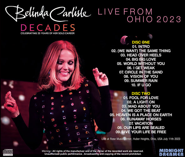 BELINDA CARLISLE - LIVE FROM OHIO - DECADES TOUR 2023 – Acme Hot Disc