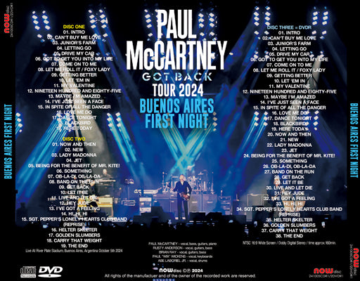 PAUL McCARTNEY - GOT BACK TOUR 2024: BUENOS AIRES FIRST NIGHT (2CDR+1D ...