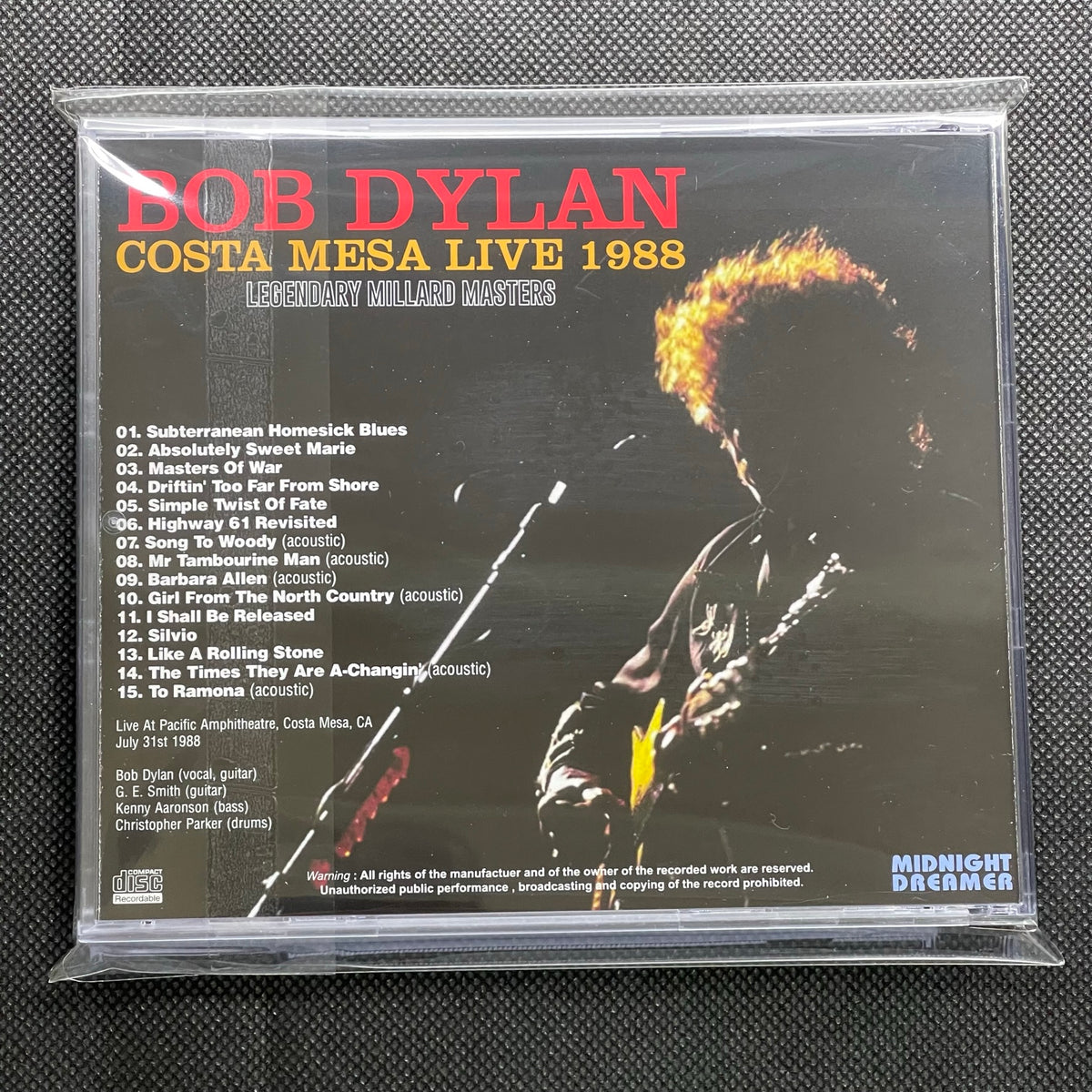 BOB DYLAN - COSTA MESA LIVE 1988 (1CDR) – Acme Hot Disc